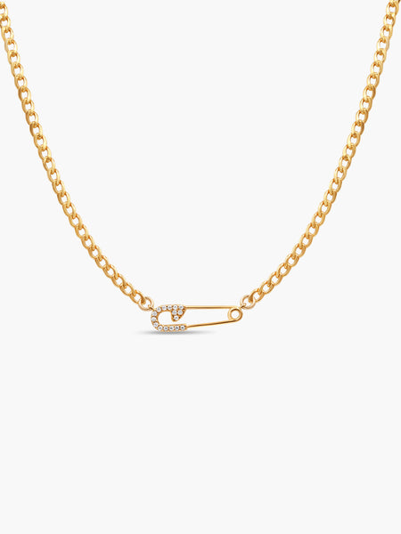 Sparkle Safety Pin Necklace – The Faint Hearted